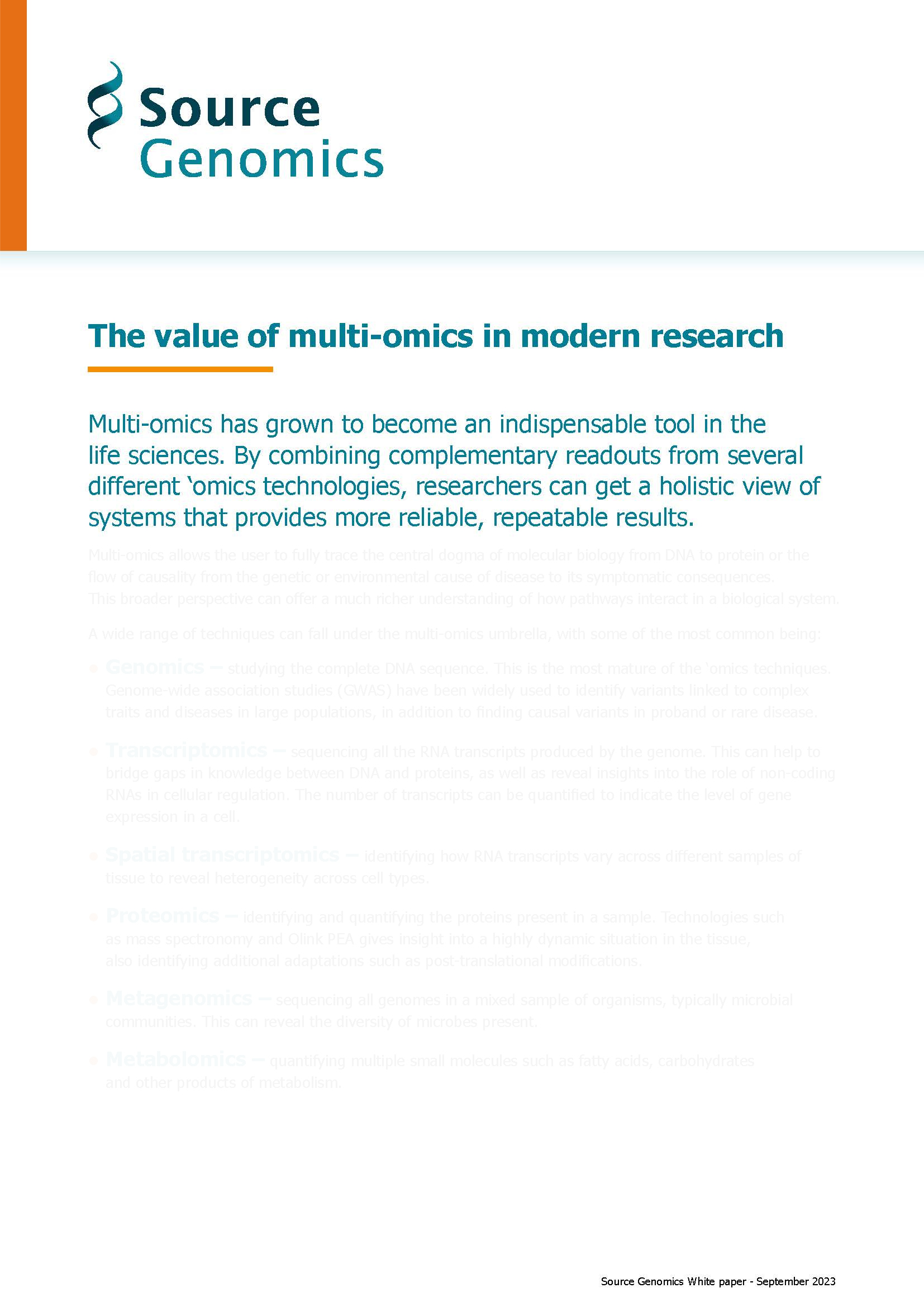 The value of multi-omics The value of multi-omics